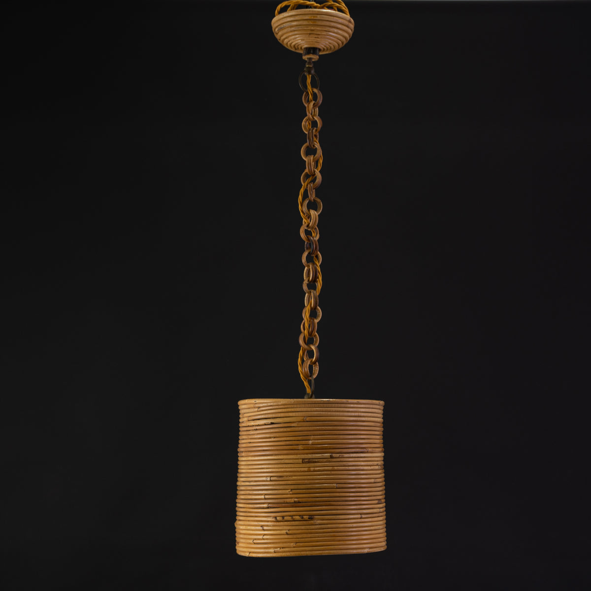 A Pair Strip Rattan Cylinder Pendants – The Vault Sydney