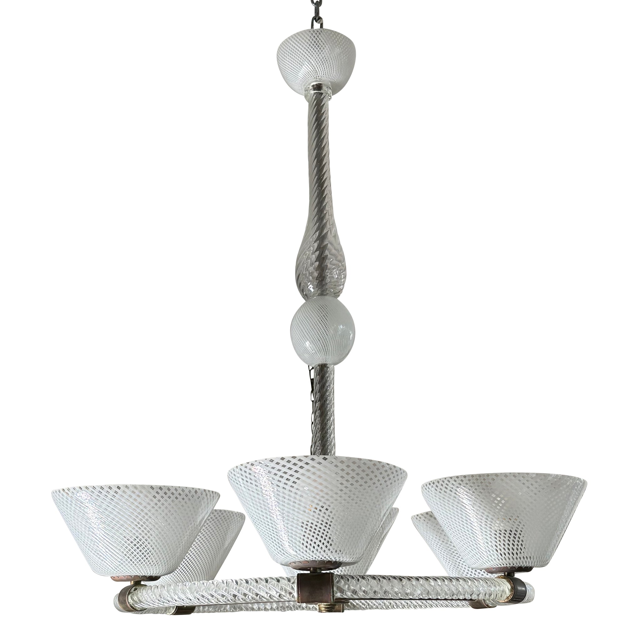 Art Deco Chandelier by Venini with Reticello Glass – The Vault Sydney