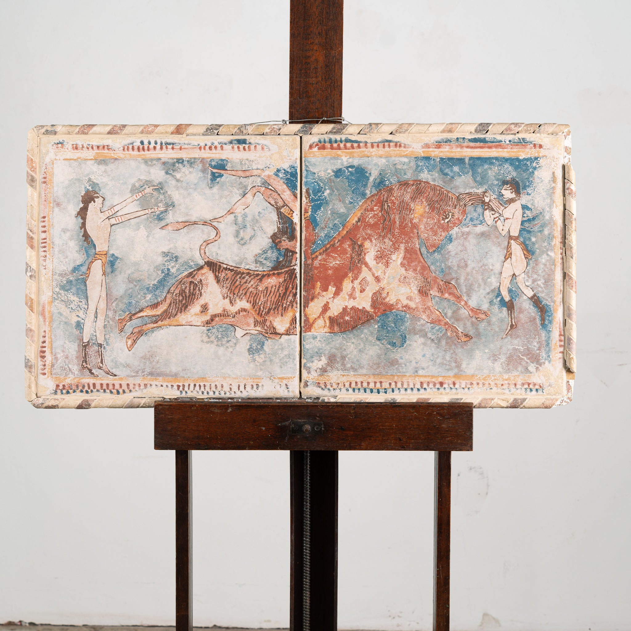 20th Century reproduction of Bull-leaping Fresco from the palace of Kn ...