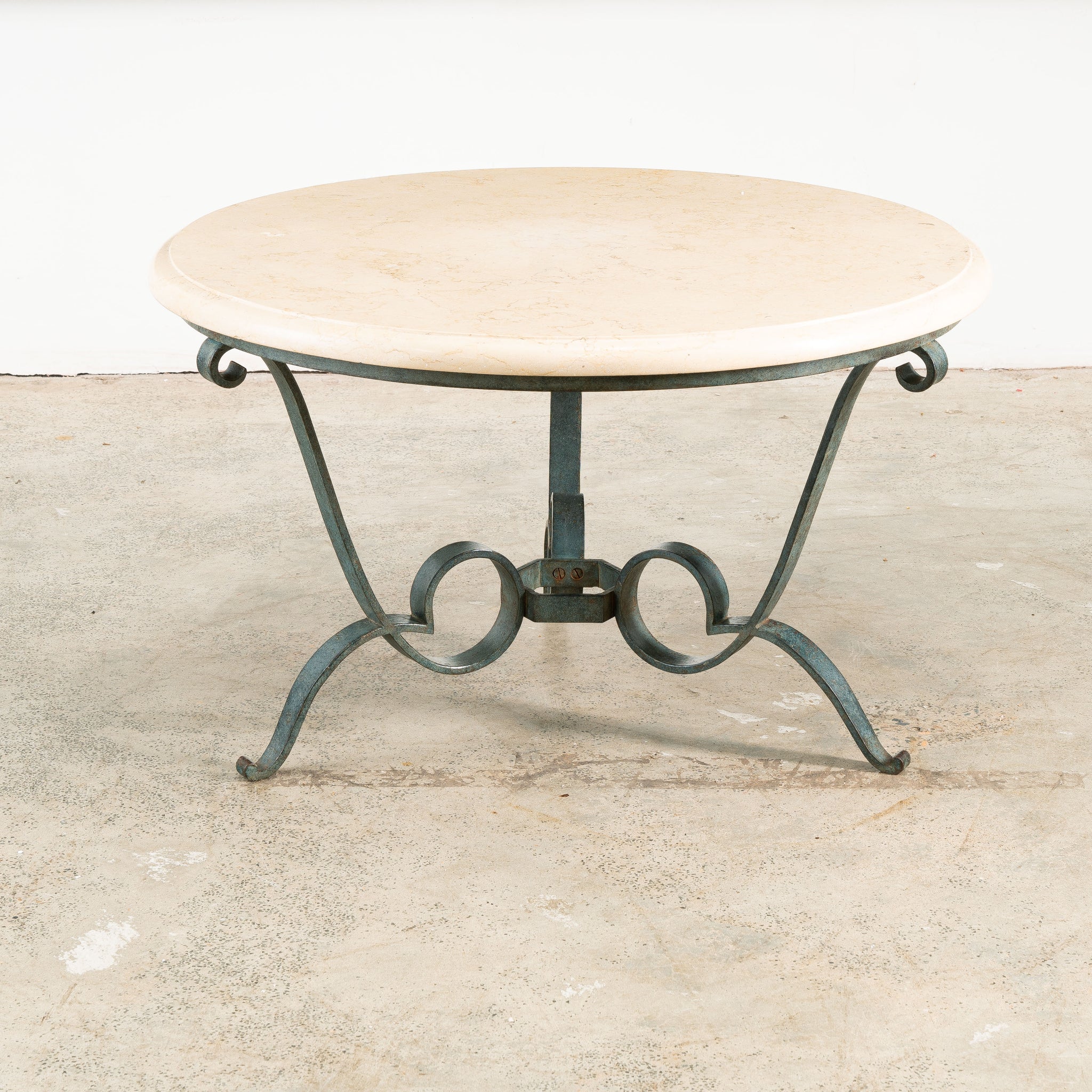 Art Deco Wrought Iron Coffee Table with Marble Top attributed to Raymo ...