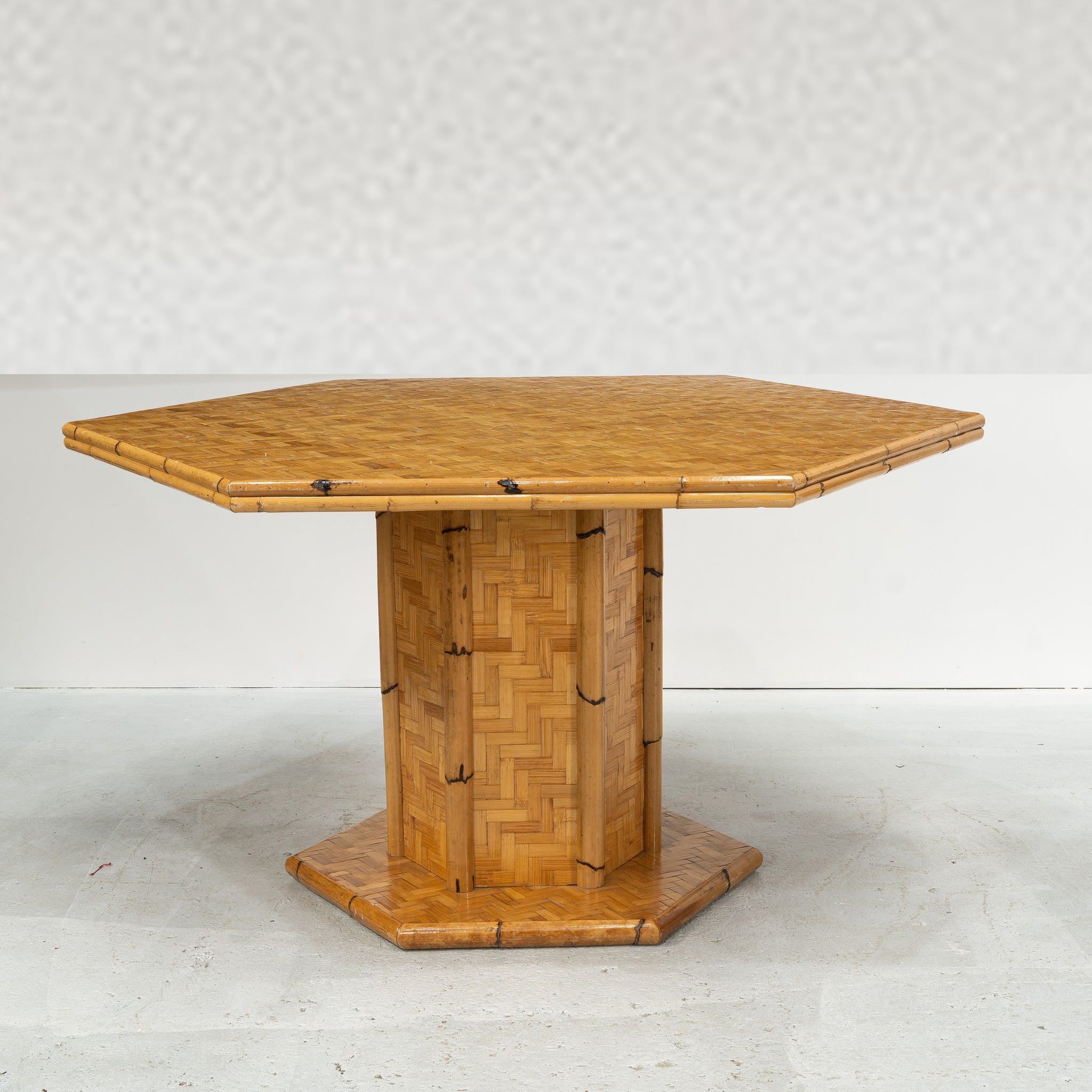 French Hexagonal Bamboo and Cane Pedestal Table – The Vault Sydney