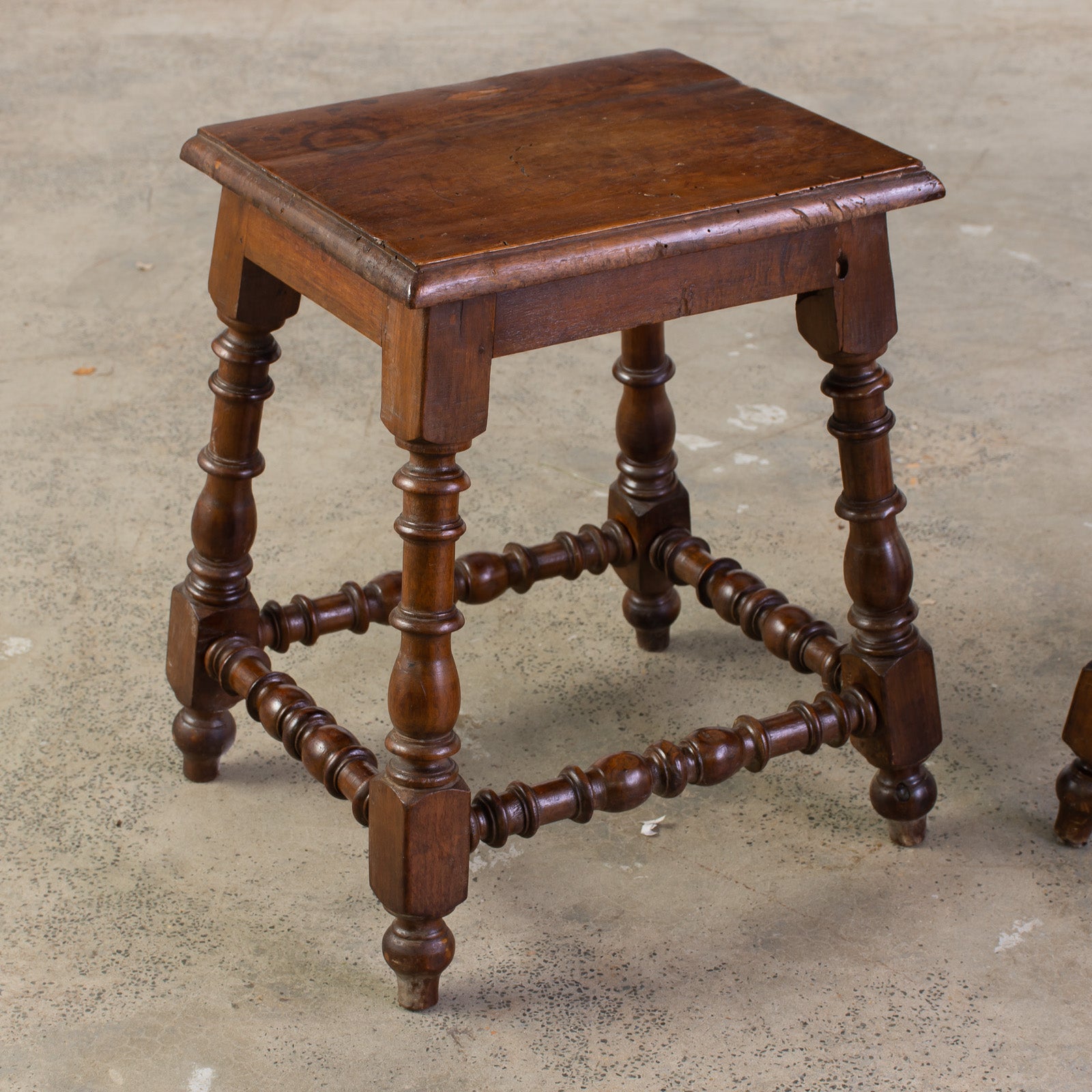 Pair of Bobbin Turned Oak Stools – The Vault Sydney