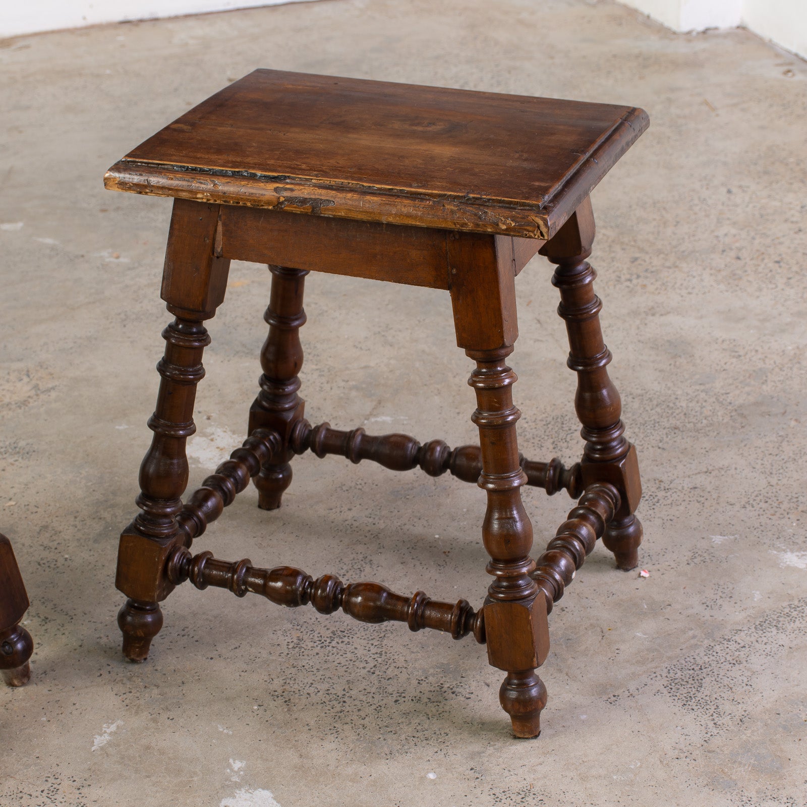 Pair of Bobbin Turned Oak Stools – The Vault Sydney