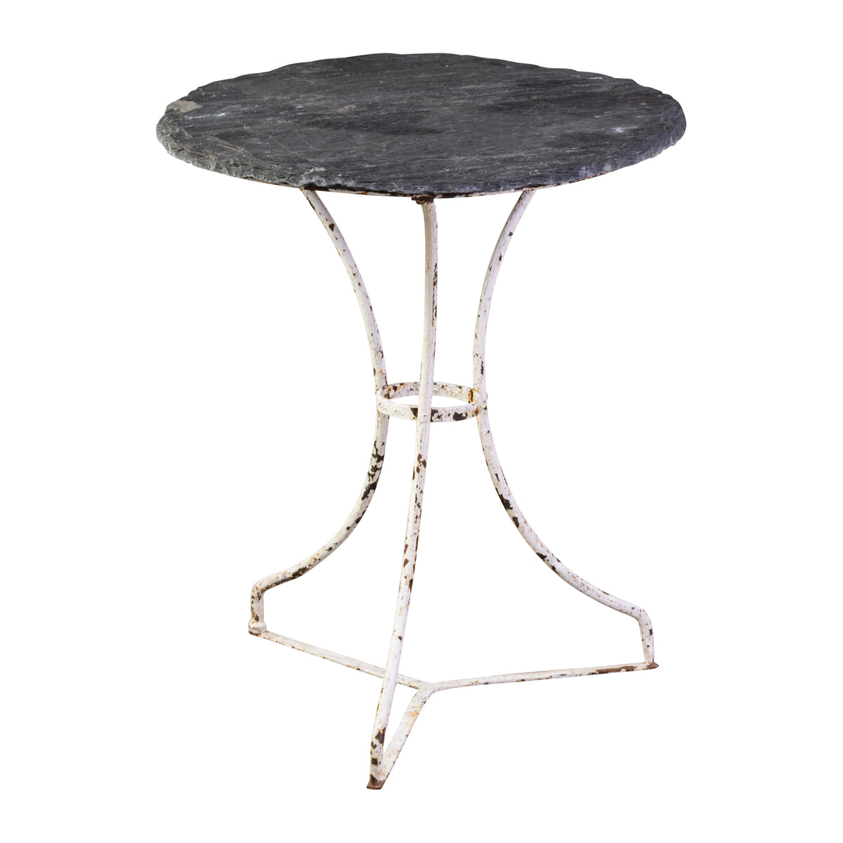 White Bistro Table with Chiseled Slate Top – The Vault Sydney