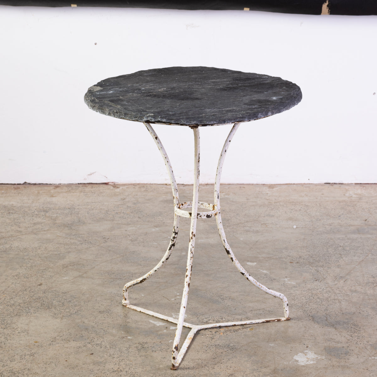 White Bistro Table with Chiseled Slate Top – The Vault Sydney